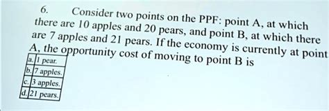 Solved Consider Two Points On The Ppf Point A At Which There Are 10