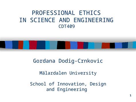 ppt gordana dodig crnkovic mälardalen university school of innovation