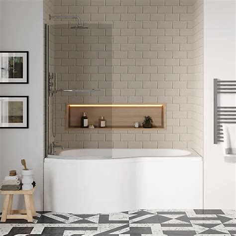 P Shape Bathtub Front Panel And Screen With Rail Chrome Profile