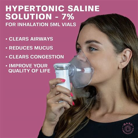 Base Labs 7 Hypertonic Saline Solution For Nebulizer Machine 75 Vials 5ml Respiratory