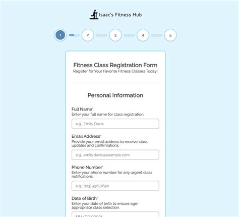 Fitness Class Registration Form Form Falcon