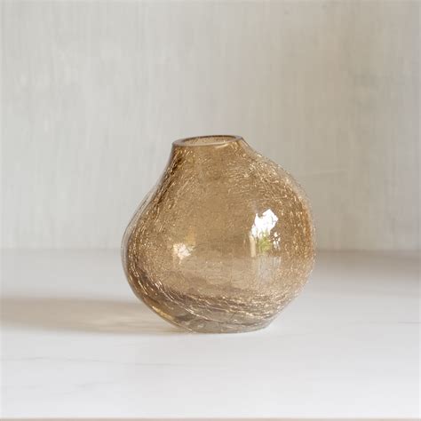 Crackle Glass Vase Beige Folklore Store
