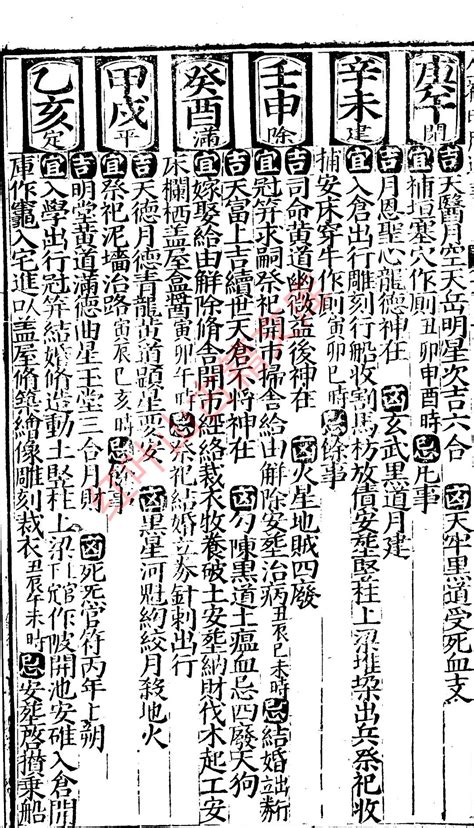 十二月逐日吉凶表