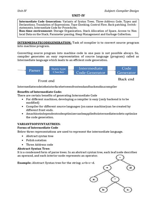 Compiler Design Unit 4 Notes Pdf