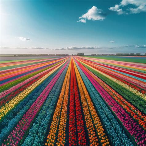Colorful Tulip Fields In Abstract Style Premium Ai Generated Image