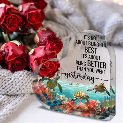 1개의 바다 생물 데스크톱 장식 파란색 바다 생물 바다 거북이 아크릴 플라크 생일 선물 및 교환 선물 침실 Temu