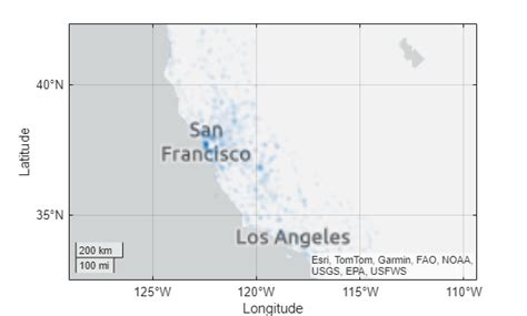 Geodensityplot Density Plot In Geographic Coordinates Matlab