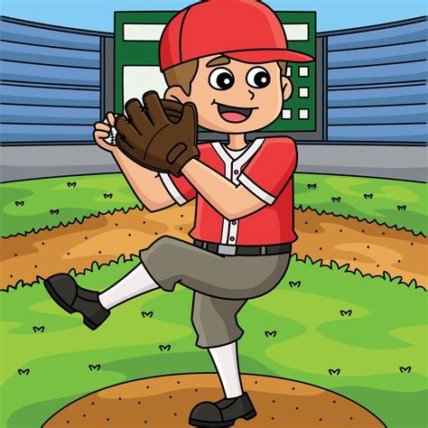 Baseball Pitcher Colored Cartoon Illustration 54470235 Vector Art At