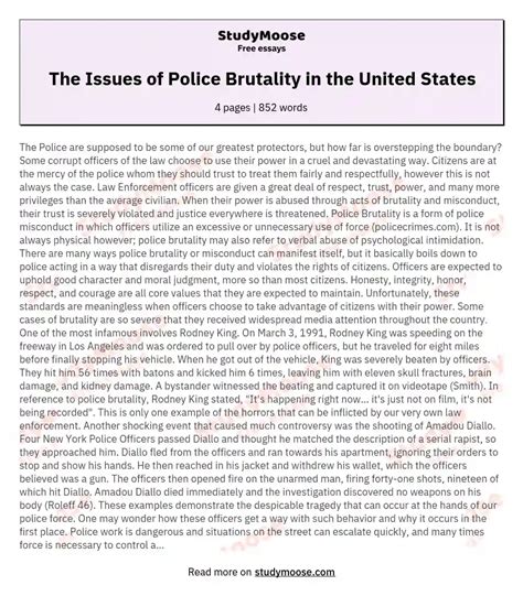 The Issues Of Police Brutality In The United States Free Essay Example