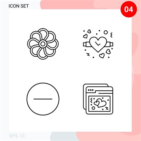 Vector Pack Of 4 Icons In Line Style Creative Outline Pack Isolated On White Background For Web