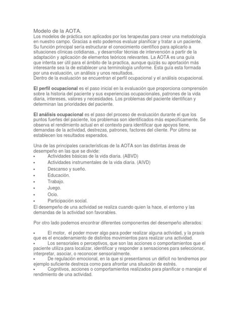 Modelo De La Aota Evaluación Vida