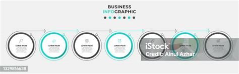 벡터 인포그래픽 디자인 일러스트 비즈니스 템플릿아이콘과 7가지 옵션 또는 단계 프로세스 다이어그램 프레젠테이션 워크플로 레이아웃