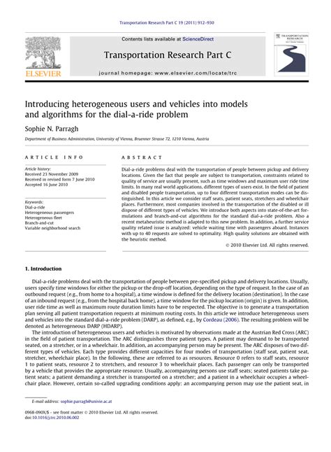 Pdf Introducing Heterogeneous Users And Vehicles Into Models And Algorithms For The Dial A