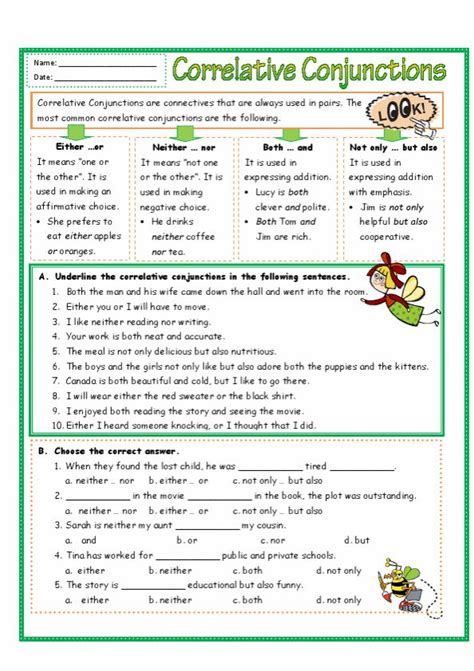 Correlative Conjunctions Pdf Worksheets Engworksheets Correlative