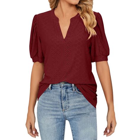 Kbzdbzc T Shirts For Women Womens Casual Summer V Neck Solid Color
