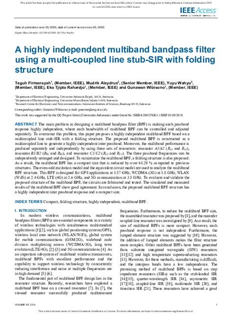 pdf a highly independent multiband bandpass filter using a multi