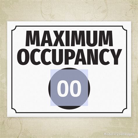 Maximum Occupancy Printable Sign Editable Worksheets Library