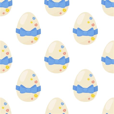 Premium Vector Seamless Pattern Easter Eggs With Blue Bow Vector Illustration For Your Design