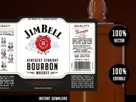 Jim Beam Label Easy To Customize Printable Label Instant Download