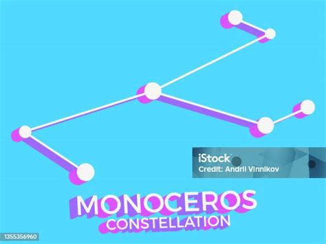 모노세로스 별자리 3d 기호 파란색 배경에 등색 스타일별 아이콘 별과 은하의 클러스터 벡터 일러스트레이션 3차원 형태에 대한 스톡 벡터 아트 및 기타 이미지 Istock
