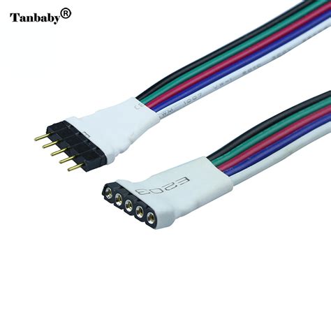 Tanbaby 10pcs 5pin Male Female RGBW Connector Wire For 5050 RGBWW Led