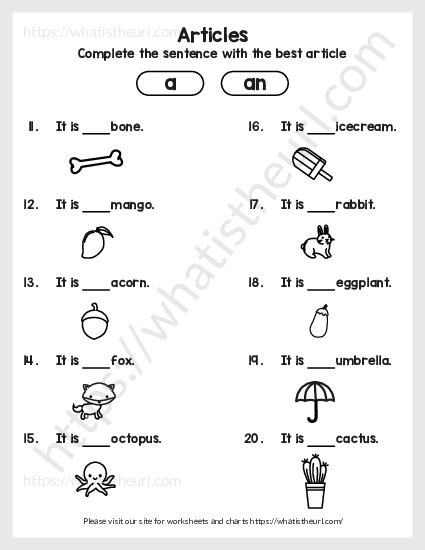 Articles A Or An Worksheet For Grade 2 Exercise 2 Your Home Teacher 2nd Grade Worksheets