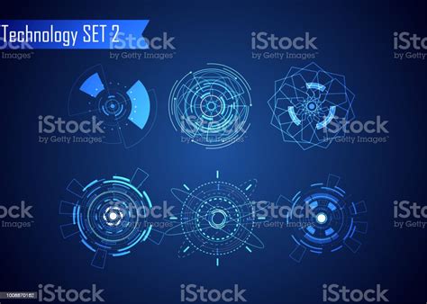 원 추상 디지털 기술 Ui 미래 Hud 가상 인터페이스 요소 Scifi 현대 사용자에 게 그래픽 모션 테마 기술 게임 컨트롤 배경 기술 또는 디자인의 요소 집합 개념에 대한
