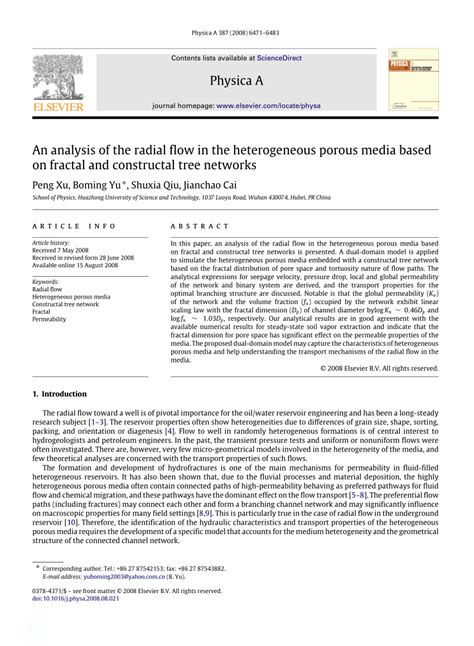 Pdf An Analysis Of The Radial Flow In The Heterogeneous Porous Media Based On Fractal And