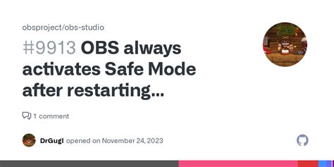 Obs Always Activates Safe Mode After Restarting Windows · Issue 9913