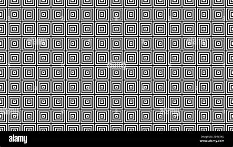 Seamless Black And White Geometric Pattern With Nested Squares Creating An Optical Illusion