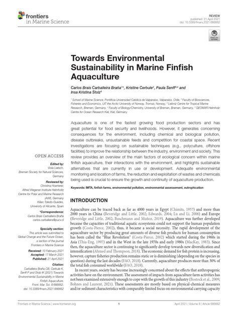 Towards Environmental Sustainability In Marine Finfish Editedriri