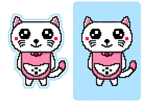 귀여운 픽셀 아트 고양이 일러스트 디자인 프리미엄 벡터