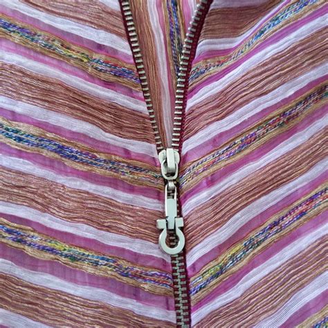 Vintage 90s Grace Chuang New York Silk Organza Jacket Stripe Pink