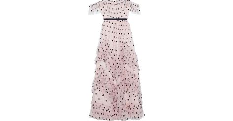 Marchesa Tiered Polka Dot Sequin Embellished Tulle Gown In Pink Lyst