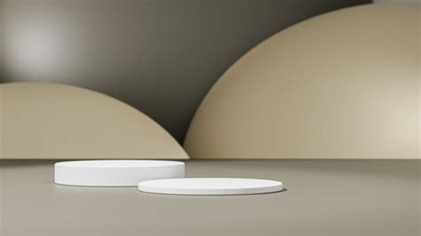 흐릿한 배경으로 바닥 배경에 갈색 디스플레이 포디움 프리미엄 사진