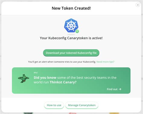 Kubeconfig Token Canarytokens