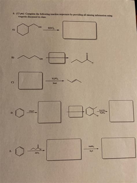 Solved Pts Complete The Following Reaction Sequences Chegg