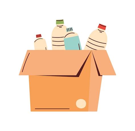 Free Vector Box With Recycle Bottles Ecological Sustainability