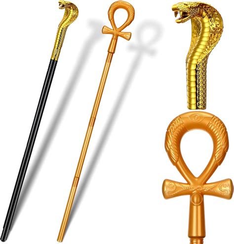 Amazon Sumind 2 Pcs Halloween Egyptian Staff Gold Ankh Snake Cobra