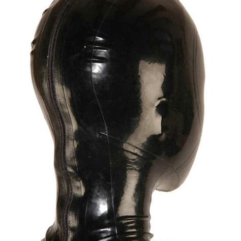 Unisex Latex Hood Mask Open Mouth Hole Headgear Headpiece Womenmen Full