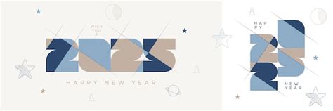 독특한 평평한 디자인으로 2025 년 새해 프리미엄 벡터