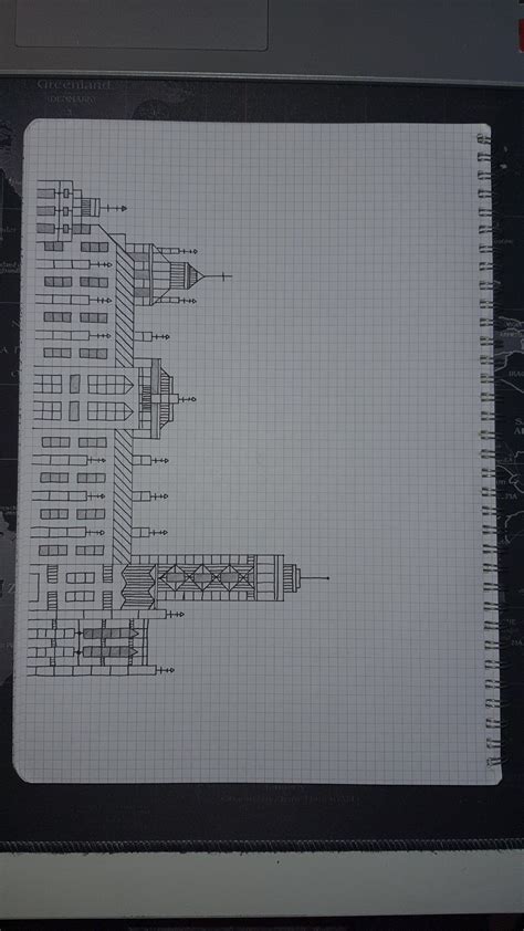 Graph Paper Drawing Of A Tall Building