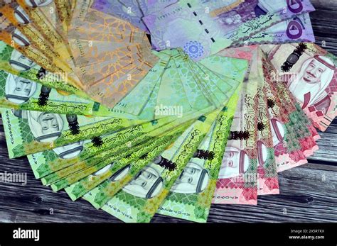 Background Of Saudi Arabia Money Banknotes Bill Of Different Values
