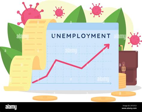 Increasing Unemployment Chart Flat Concept Vector Illustration Stock