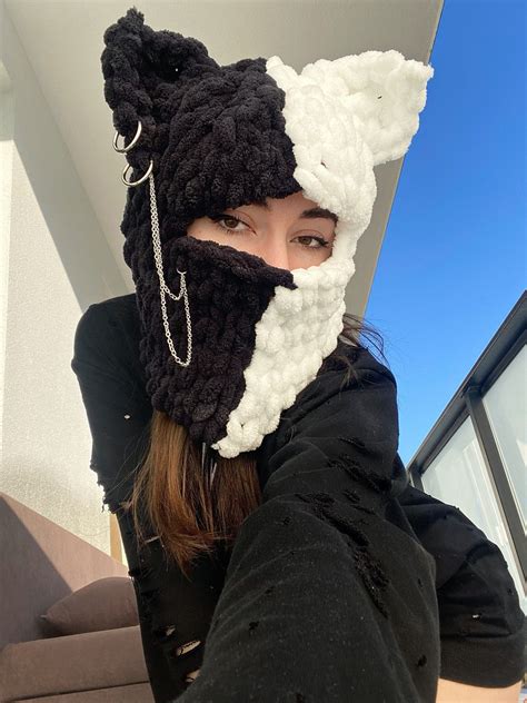 Cat Ears Crochet Balaclava Knit Ears Balaclava Ski Mask With Ears