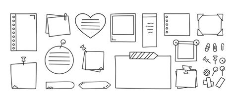 Premium Vector Doodle Paper Notes Paper Sheets Stickers Pins And