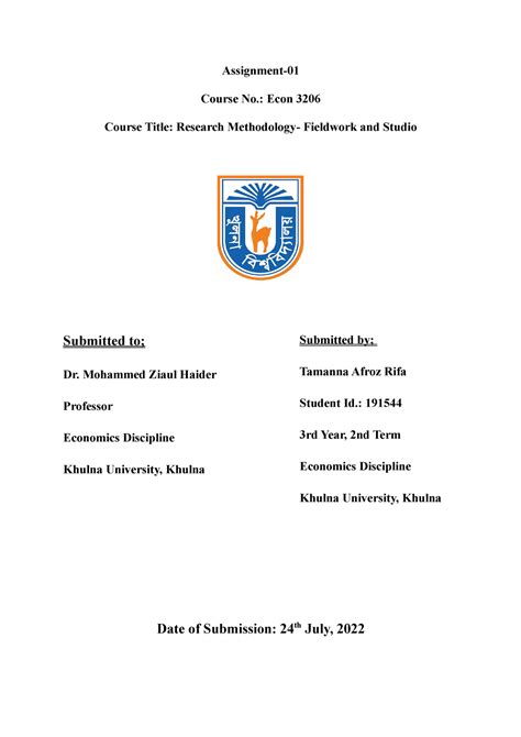 Econ 3206 191544 Assignment Assignment Course No Econ 3206