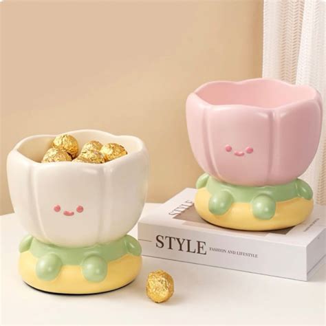 Cute Miss Smiley Tulip Flower Decorative Storage Holder Tulip Decor