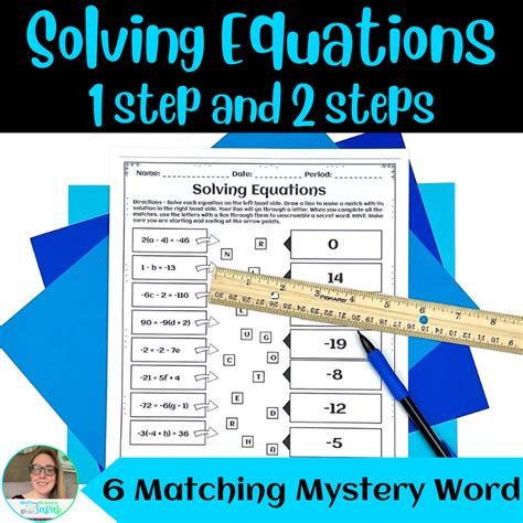 6 Solving One And Two Step Equations Matching Mystery Word Algebra Math