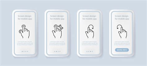 스크롤 설정 아이콘 검지 손가락 제스처 슬라이더 센서 페이징 대기 원형 교차로 마우스 클릭 커서 개념 Ui 전화 앱 화면 사람들과 비즈니스 및 광고용 벡터 라인 아이콘